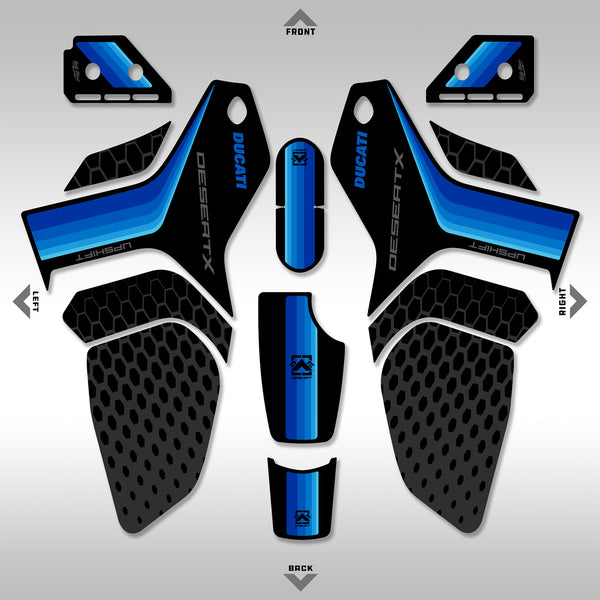 GRAPHICS KIT - 2022–2025 DUCATI DESERTX - BLUE GRADIENT - Upshift ...