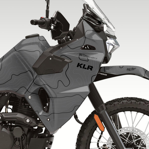GRAPHICS KIT - 2022–2025 KAWASAKI KLR650 - GRAY TOPO - Upshift Online Inc.