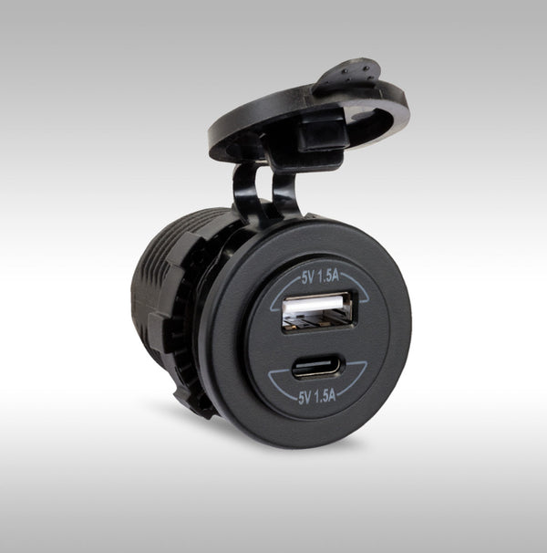 JENSEN - PANEL MOUNT USB A & USB C CHARGER - Upshift Online Inc.